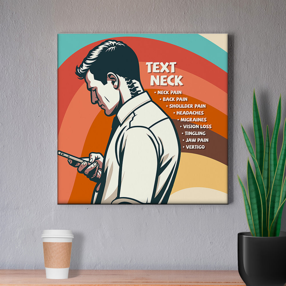 Chiropractic Poster: Dangers of Text Neck Retro Canvas Wrap ...